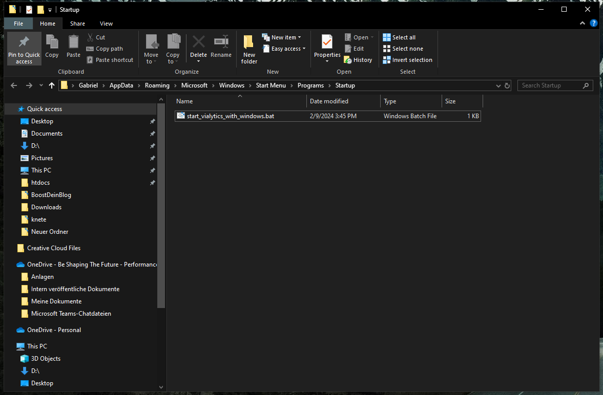 How do I automatically start the vialytics Web App with Windows?